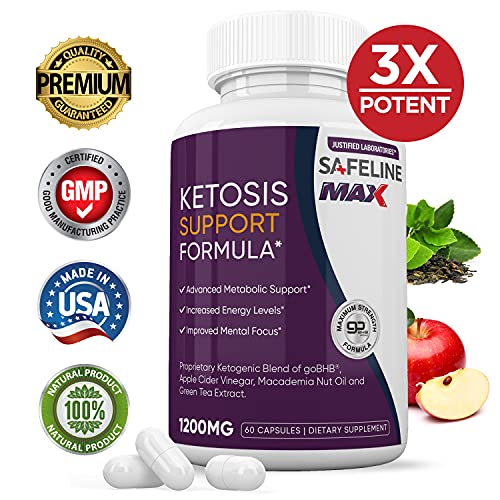 (3 Pack) Safeline Keto Max 1200MG Pills Ketogenic Supplement Includes goBHB Apple Cider Vinegar Macadamia Nut Oil and Green Tea Advanced Ketosis Support for Men Women 180 Capsules