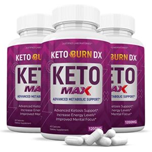 (3 pack) keto burn dx max pills 1200mg includes includes apple cider vinegar gobhb exogenous ketones advanced ketosis support for men women180 capsules