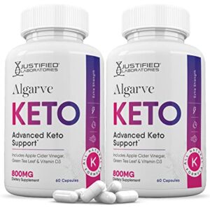 Justified Laboratories (2 Pack) Algarve Keto ACV Pills 1275MG Formulated with Apple Cider Vinegar Keto Support Blend 120 Capsules