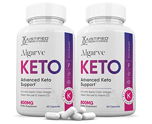 Justified Laboratories (2 Pack) Algarve Keto ACV Pills 1275MG Formulated with Apple Cider Vinegar Keto Support Blend 120 Capsules