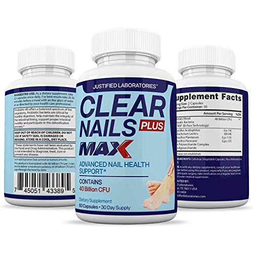 Clear Nails Plus Max Pills 40 Billion CFU Probiotic Supports Strong Healthy Natural Clear Nails 60 Capsules