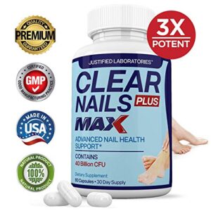 Clear Nails Plus Max Pills 40 Billion CFU Probiotic Supports Strong Healthy Natural Clear Nails 60 Capsules