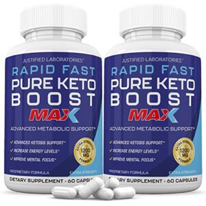 rapid fast pure keto boost max 1200mg keto pills advanced bhb ketogenic supplement exogenous ketones ketosis for men women 60 capsules 2 bottles 60 day supply