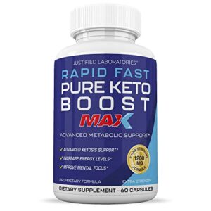 Rapid Fast Pure Keto Boost Max 1200MG Keto Pills Advanced BHB Ketogenic Supplement Exogenous Ketones Ketosis for Men Women 60 Capsules 2 Bottles 60 Day Supply