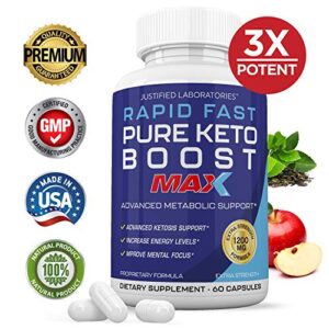 Rapid Fast Pure Keto Boost Max 1200MG Keto Pills Advanced BHB Ketogenic Supplement Exogenous Ketones Ketosis for Men Women 60 Capsules 2 Bottles 60 Day Supply