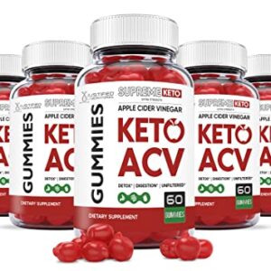 Justified Laboratories (5 Pack) Supreme Keto ACV Gummies 1000MG with Pomegranate Juice Beet Root B12 300 Gummys