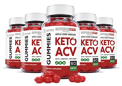 Justified Laboratories (5 Pack) Supreme Keto ACV Gummies 1000MG with Pomegranate Juice Beet Root B12 300 Gummys