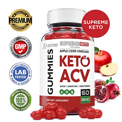 Justified Laboratories (5 Pack) Supreme Keto ACV Gummies 1000MG with Pomegranate Juice Beet Root B12 300 Gummys