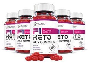 justified laboratories (5 pack) f1 keto acv gummies 1000mg with pomegranate juice beet root b12 300 ketos gummys