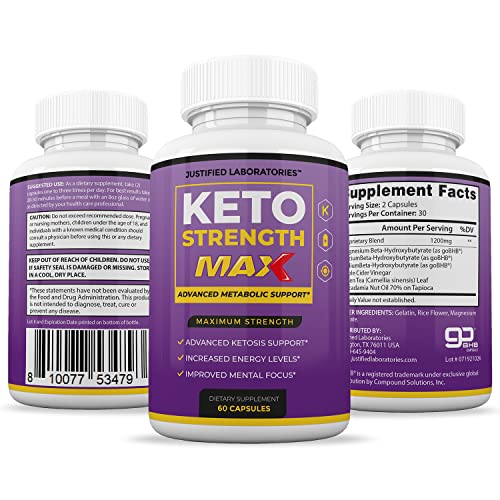 (5 Pack) Keto Strength Max 1200MG Pills Includes Apple Cider Vinegar goBHB Strong Exogenous Ketones Advanced Ketogenic Supplement Ketosis Support for Men Women 300 Capsules