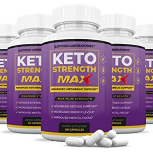 (5 Pack) Keto Strength Max 1200MG Pills Includes Apple Cider Vinegar goBHB Strong Exogenous Ketones Advanced Ketogenic Supplement Ketosis Support for Men Women 300 Capsules