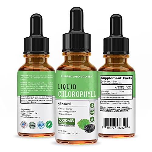 (2 Pack) Liquid Chlorophyll Drops 6000MG Maximum Strength Green Concentrate Packed with Antioxidants Minerals and Vitamins 2 FL OZ Bottle (2 Bottles)