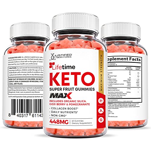 Justified Laboratories (10 Pack) Lifetime Keto Max Gummies 448MG Contains Organic Bamboo Acai Berry with Pomegranate Juice 600 Gummys