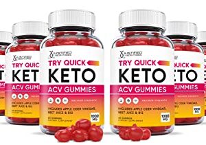 Justified Laboratories (10 Pack) Try Quick Keto ACV Gummies 1000MG with Pomegranate Juice Beet Root B12 600 Gummys