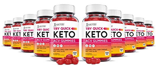 Justified Laboratories (10 Pack) Try Quick Keto ACV Gummies 1000MG with Pomegranate Juice Beet Root B12 600 Gummys