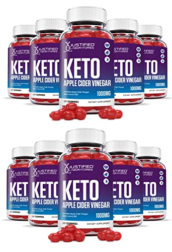 Justified Laboratories (10 Pack) Keto Apple Cider Vinegar Gummies 1000MG ACV Made from The Mother with Pomegranate Juice Beet Root B12 600 Gummys