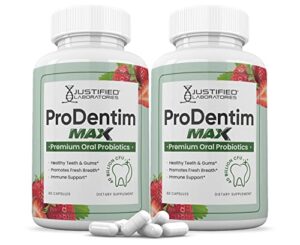 (2 pack) prodentim max 40 billion cfu oral probiotic supports strong healthy gums teeth bad breath 120 capsules