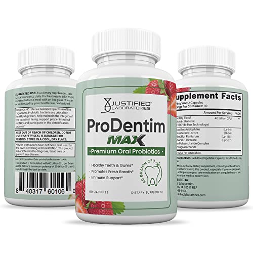 (2 Pack) Prodentim Max 40 Billion CFU Oral Probiotic Supports Strong Healthy Gums Teeth Bad Breath 120 Capsules