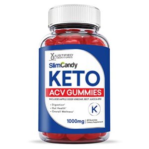 Justified Laboratories (10 Pack) Slim Candy Keto ACV Gummies 1000MG with Pomegranate Juice Beet Root B12 600 Gummy