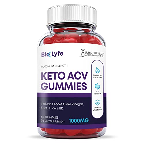 Justified Laboratories (10 Pack) Bio Lyfe Keto ACV Gummies 1000MG with Pomegranate Juice Beet Root B12 600 Gummys