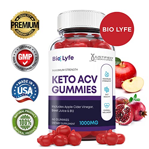 Justified Laboratories (10 Pack) Bio Lyfe Keto ACV Gummies 1000MG with Pomegranate Juice Beet Root B12 600 Gummys