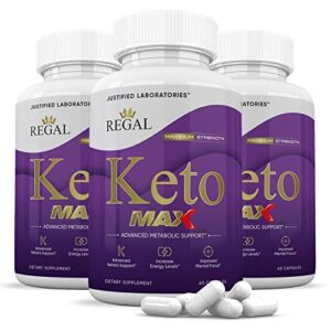 (3 pack) regal keto max keto pills 1200mg includes includes apple cider vinegar gobhb exogenous ketones advanced ketosis support for men women 180 capsules