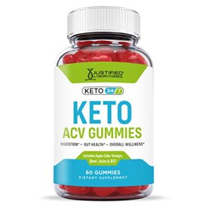 Justified Laboratories (10 Pack) Keto 24/7 Gummies 1000MG ACV with Pomegranate Juice Beet Root B12 600 Gummys