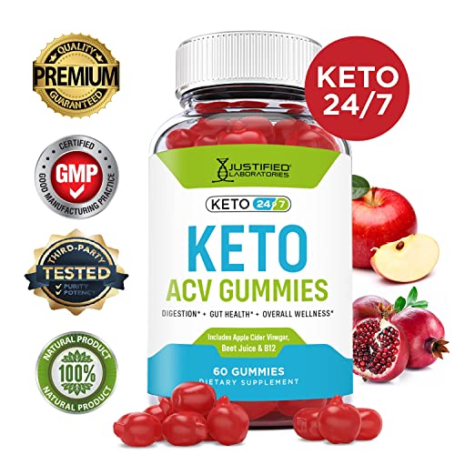 Justified Laboratories (10 Pack) Keto 24/7 Gummies 1000MG ACV with Pomegranate Juice Beet Root B12 600 Gummys