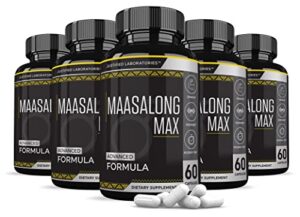 (5 pack) maasalong max 1600mg all natural advanced men’s health masalong formula 300 capsules