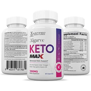 Justified Laboratories (5 Pack) Algarve Keto ACV Max Pills 1675 MG Formulated with Apple Cider Vinegar Keto Support Blend 300 Capsules