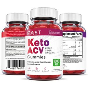 Justified Laboratories (10 Pack) Fast Keto ACV Gummies 1000MG with Pomegranate Juice Beet Root B12 60 Gummys