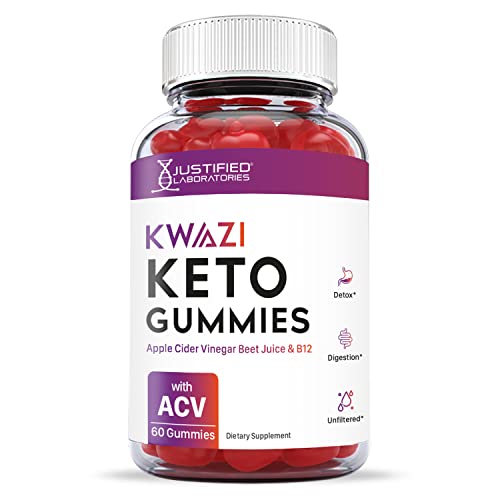 Justified Laboratories Kwazi Keto Gummies 1000MG ACV with Pomegranate Juice Beet Root B12 60 Gummys