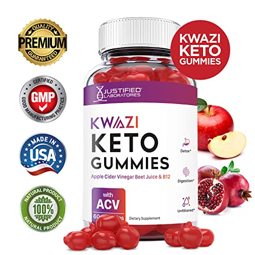 Justified Laboratories Kwazi Keto Gummies 1000MG ACV with Pomegranate Juice Beet Root B12 60 Gummys