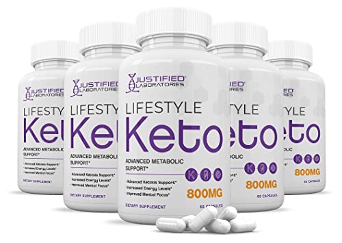 (5 Pack) Lifestyle Keto 800MG Includes Patented goBHB® Exogenous Ketones Advanced Ketosis Support for Men Women 300 Capsules