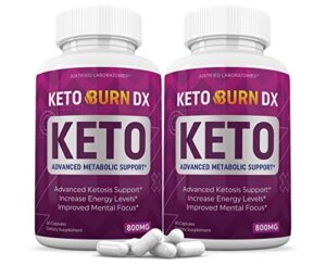 (2 pack) keto burn dx pills 800mg includes apple cider vinegar gobhb exogenous ketones advanced ketosis support for men women 120 capsules