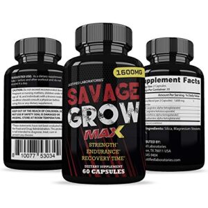 (3 Pack) Savage Grow Max 1600MG All Natural Advanced Men's Heath Formula180 Capsules