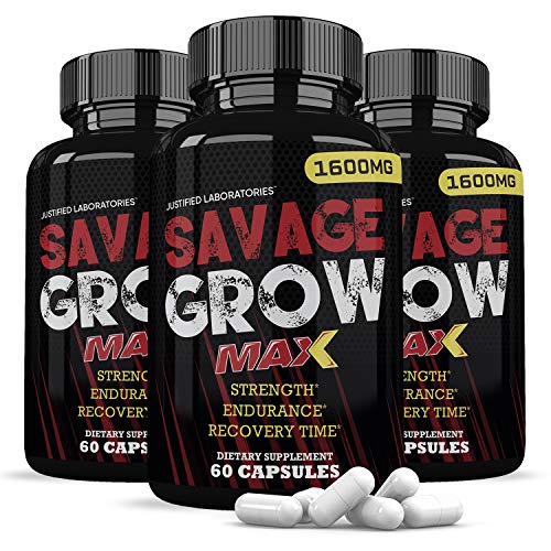 (3 Pack) Savage Grow Max 1600MG All Natural Advanced Men's Heath Formula180 Capsules