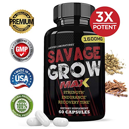 (3 Pack) Savage Grow Max 1600MG All Natural Advanced Men's Heath Formula180 Capsules