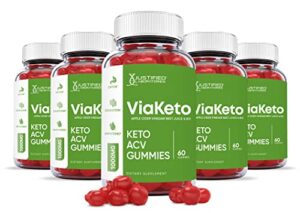 justified laboratories (5 pack) viaketo keto gummies 1000mg via keto acv with pomegranate juice beet root b12 300 gummys