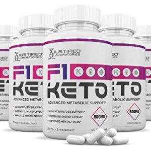 (5 Pack) F1 Keto Now 800MG Includes goBHB Exogenous Ketones Advanced Ketosis Support for Men Women 300 Capsules