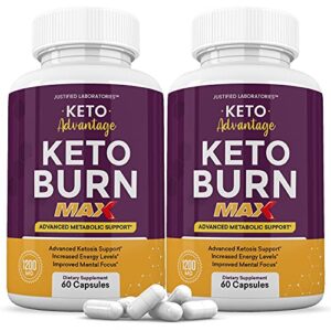 (2 pack) keto advantage keto burn max 1200mg keto pills includes apple cider vinegar gobhb exogenous ketones advanced ketogenic supplement ketosis support for men women 120 capsules