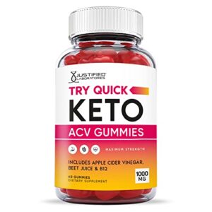 Justified Laboratories (3 Pack) Try Quick Keto ACV Gummies 1000MG with Pomegranate Juice Beet Root B12 180 Gummys