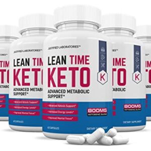 (5 Pack) Lean Time Keto Pills Includes Apple Cider Vinegar goBHB Exogenous Ketones Advanced Ketogenic Supplement Ketosis Support for Men Women 300 Capsules