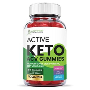 Justified Laboratories Active Keto ACV Gummies 1000MG with Pomegranate Juice Beet Root B12 60 Gummys