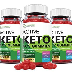 Justified Laboratories Active Keto ACV Gummies 1000MG with Pomegranate Juice Beet Root B12 60 Gummys