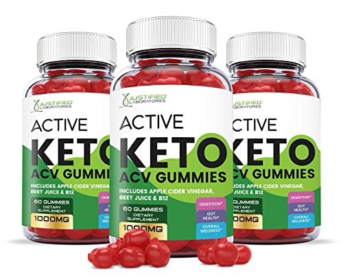 Justified Laboratories Active Keto ACV Gummies 1000MG with Pomegranate Juice Beet Root B12 60 Gummys