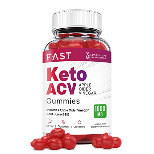 Justified Laboratories Fast Keto ACV Gummies 1000MG with Pomegranate Juice Beet Root B12 60 Gummys