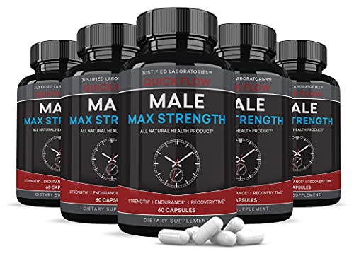 (5 Pack) Quick Flow Male Max Strength 742MG All Natural Advanced Men's Heath Formula 300 Capsules