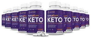 (10 pack) extra burn keto pills 800mg includes patented gobhb® exogenous ketones advanced ketosis support for men women 600 capsules