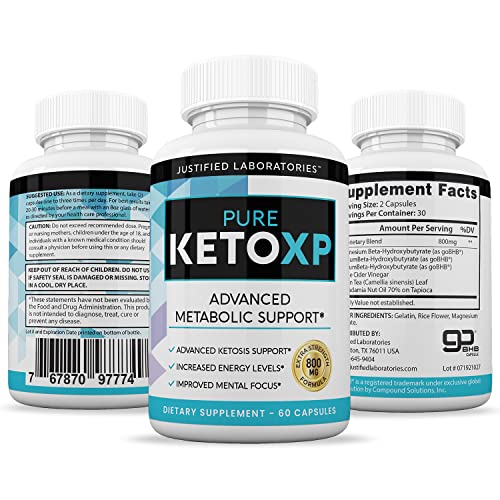 Pure Keto Xp Pills Advanced BHB Ketogenic Supplement Exogenous Ketones Ketosis for Men Women 60 Capsules 3 Bottles